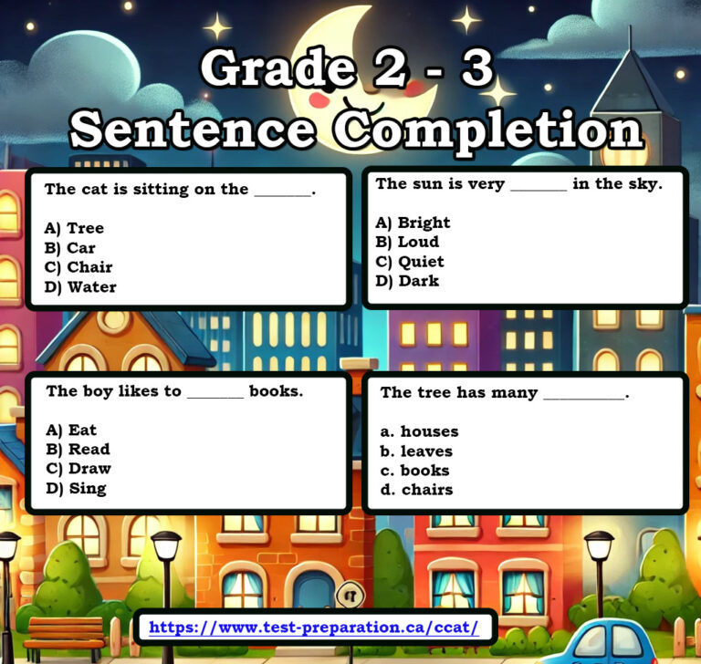 CCAT Grades 2 and 3 Sentence Completion Practice – Complete Test ...